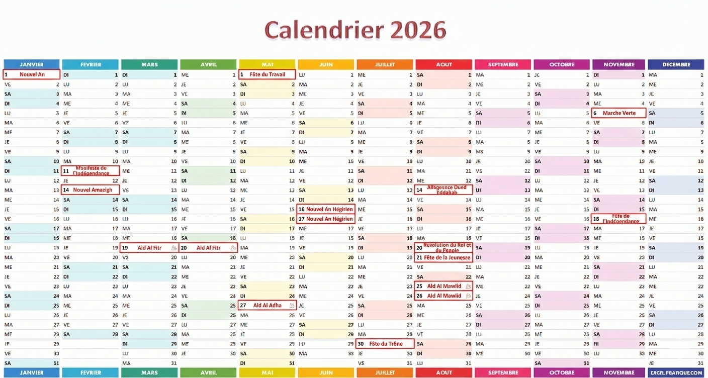 Jours Fériés Maroc 2026 : Le Calendrier Complet pour Planifier Votre ...